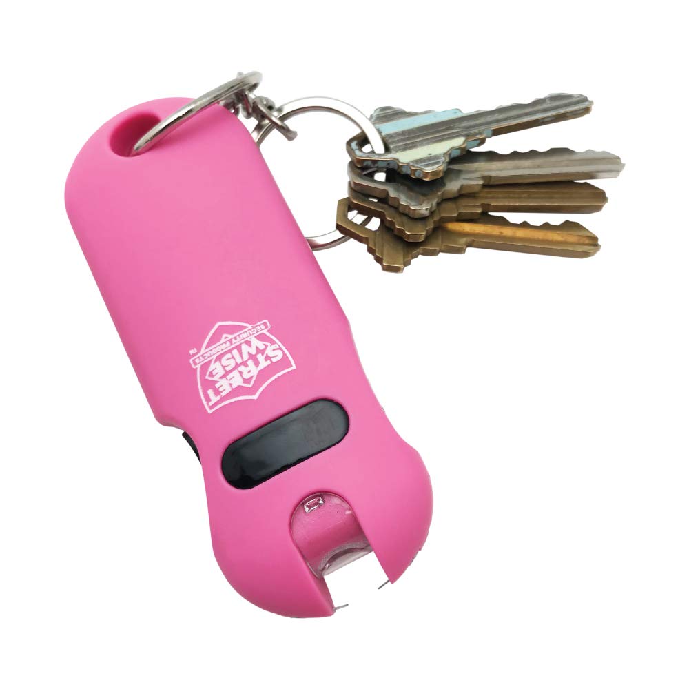 Streetwise Smart 24,000,000 Stun Gun Keychain Rechargeable with LED Flashlight - Personal Defense Equipment - Protection Keychain - Pink