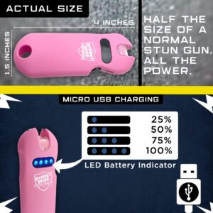 Streetwise Smart 24,000,000 Stun Gun Keychain Rechargeable with LED Flashlight - Personal Defense Equipment - Protection Keychain - Pink