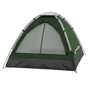 2 person camping tent with rain fly and carrying bag - lightweight outdoor tent for backpacking, hiking, or beach use by wakeman outdoors (green)