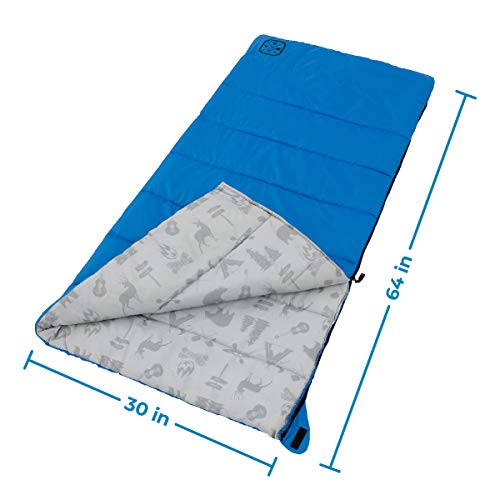 Core Youth Indoor/Outdoor Sleeping Bag - Great for Kids, Boys, Girls - Ultralight and Compact Perfect for Backpacking, Hiking, Camping, and Sleepovers (Blue)