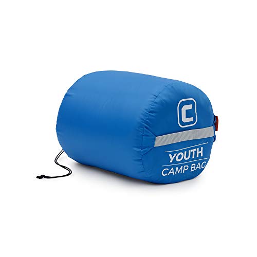 Core Youth Indoor/Outdoor Sleeping Bag - Great for Kids, Boys, Girls - Ultralight and Compact Perfect for Backpacking, Hiking, Camping, and Sleepovers (Blue)