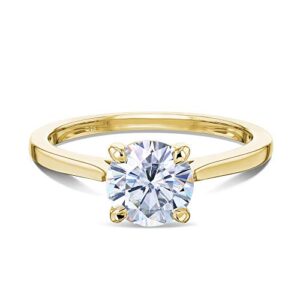 kobelli 1ct round forever one moissanite solitaire ring - yellow-gold / 5.5