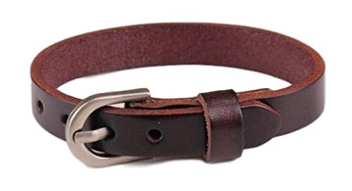 ForeverGiftsusa Free Engraving - Genuine Dark Brown Leather Bracelet With Buckle