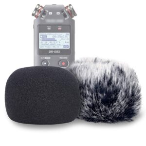 youshares dr05x windscreen muff and foam compatible with tascam dr-05x dr-05 mic recorders, dr05x indoor outdoor microphone wind screen (2 pack)