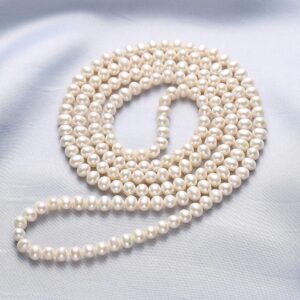 VIKI LYNN Long Pearl Necklace 6-7mm AAA Quality Freshwater Cultured Pearl Jewelry for Women 47 Inch