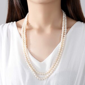 VIKI LYNN Long Pearl Necklace 6-7mm AAA Quality Freshwater Cultured Pearl Jewelry for Women 47 Inch