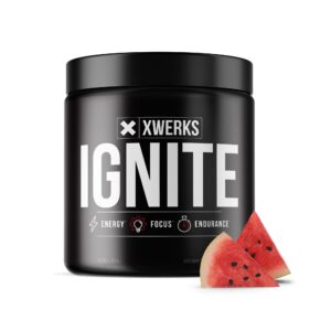 xwerks ignite watermelon pre workout powder - best natural keto pre-workout for women and men with explosive energy - gluten free preworkout blend for endurance stamina - 150 mg caffeine 30 servings