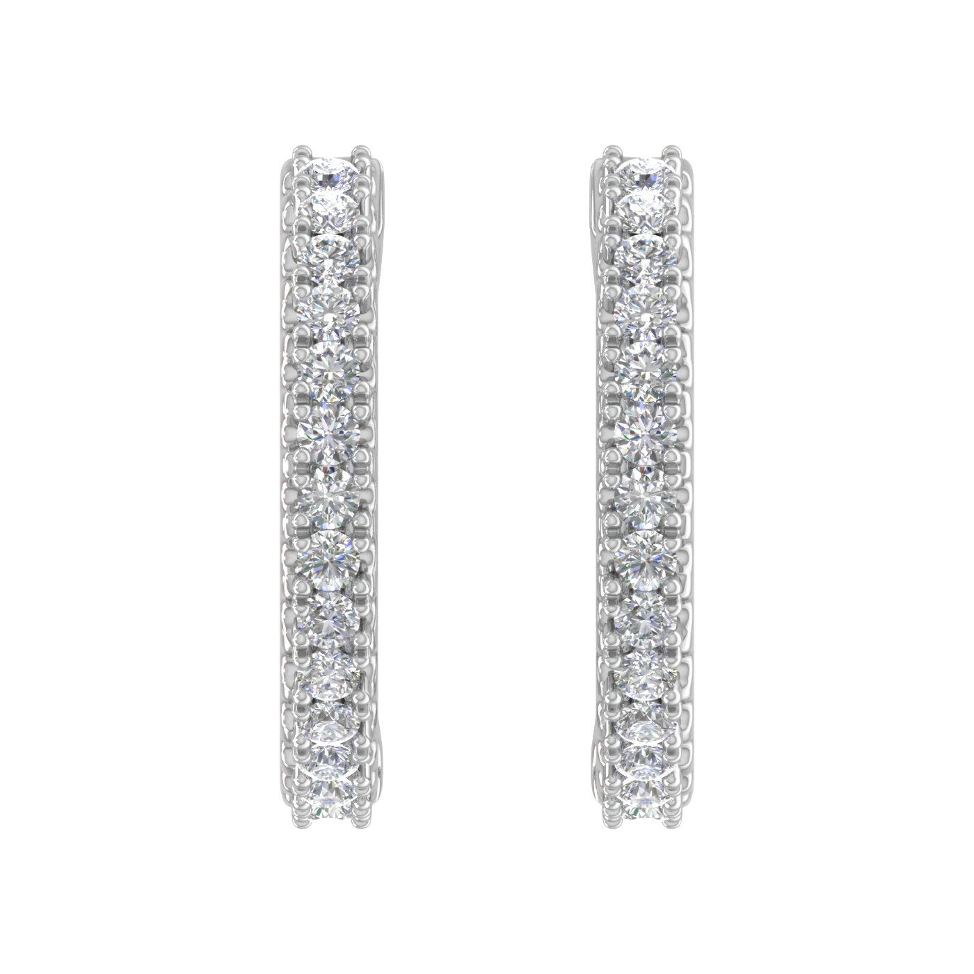 1/4 Carat Diamond Hoop Earrings in 10K White Gold