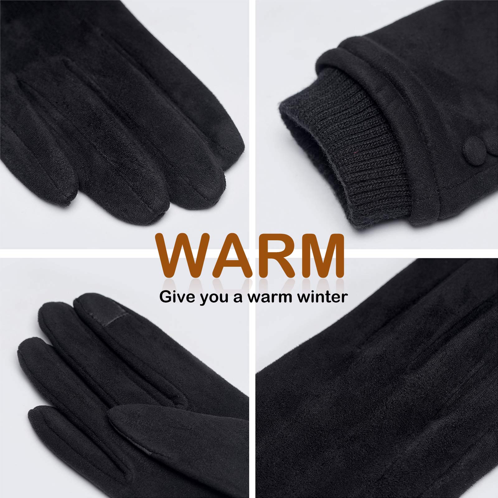 Dsane Womens Gloves Winter Touch Screen Texting Phone Windproof Gloves for Women Fleece Lined Thick Warm Gloves Black Medium