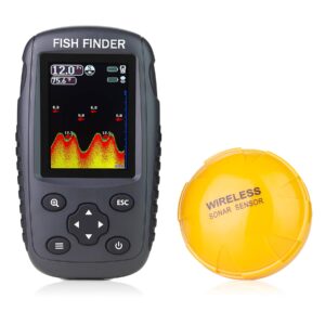 venterior portable rechargeable fish finder wireless sonar sensor fishfinder depth locator with fish size, water temperature, bottom contour, color display