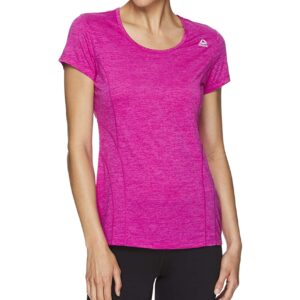 Reebok Womens Poly Marled Basic T-Shirt, Pink, Small