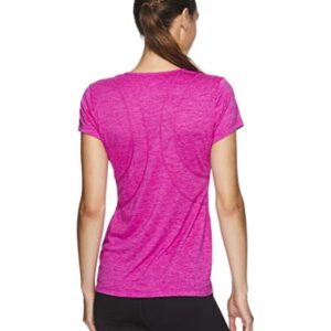 Reebok Womens Poly Marled Basic T-Shirt, Pink, Small