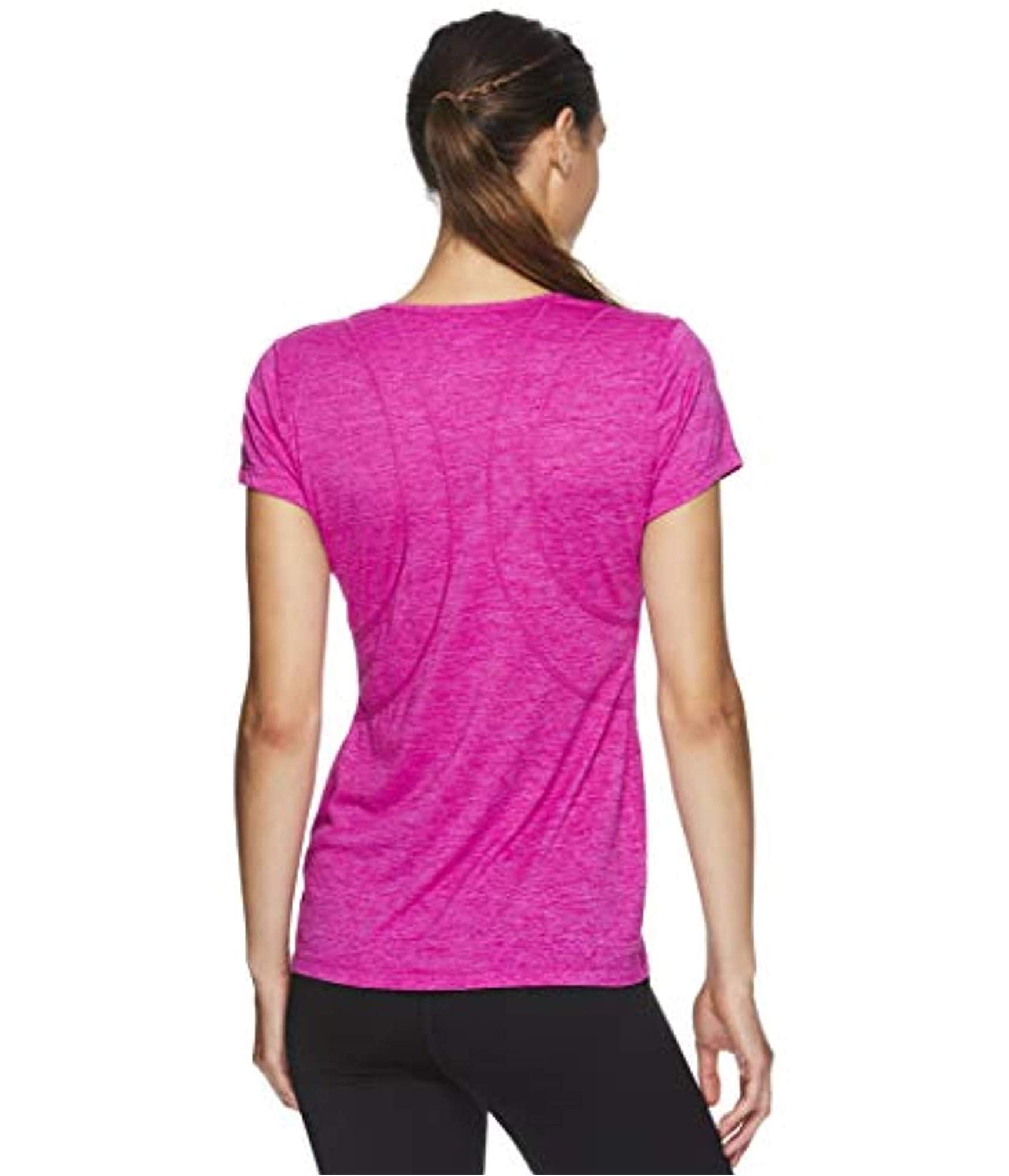 Reebok Womens Poly Marled Basic T-Shirt, Pink, Small