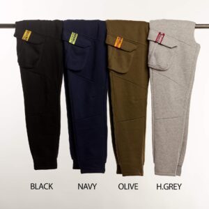 SCREENSHOT SPORTS-P11960 Mens Premium Hip Hop Cargo Pockets Fleece Pants - Slim Athletic Jogger Fitness Workout Utility Sweatpants-Black-Medium