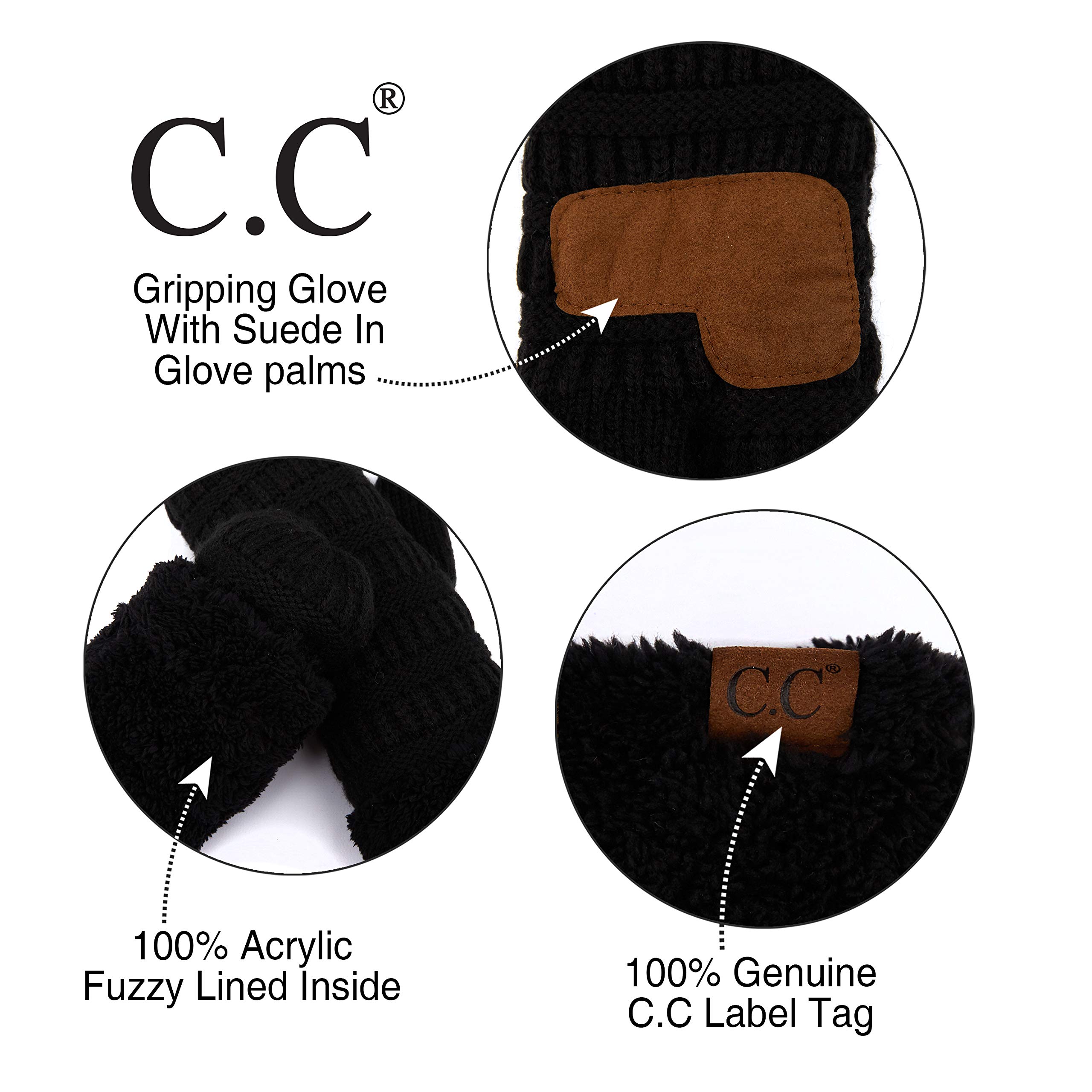 CC Exclusives Women Ribbed Knit Warm Winter Gloves Mittens(MT-25) (Black)