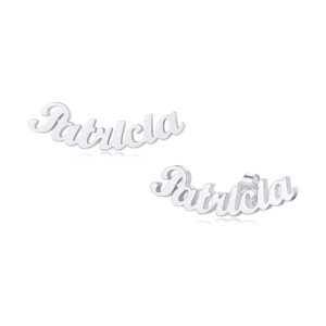 personalized name earrings for women custom made stainless steel nameplated stud earrings engraved jewelry gifts