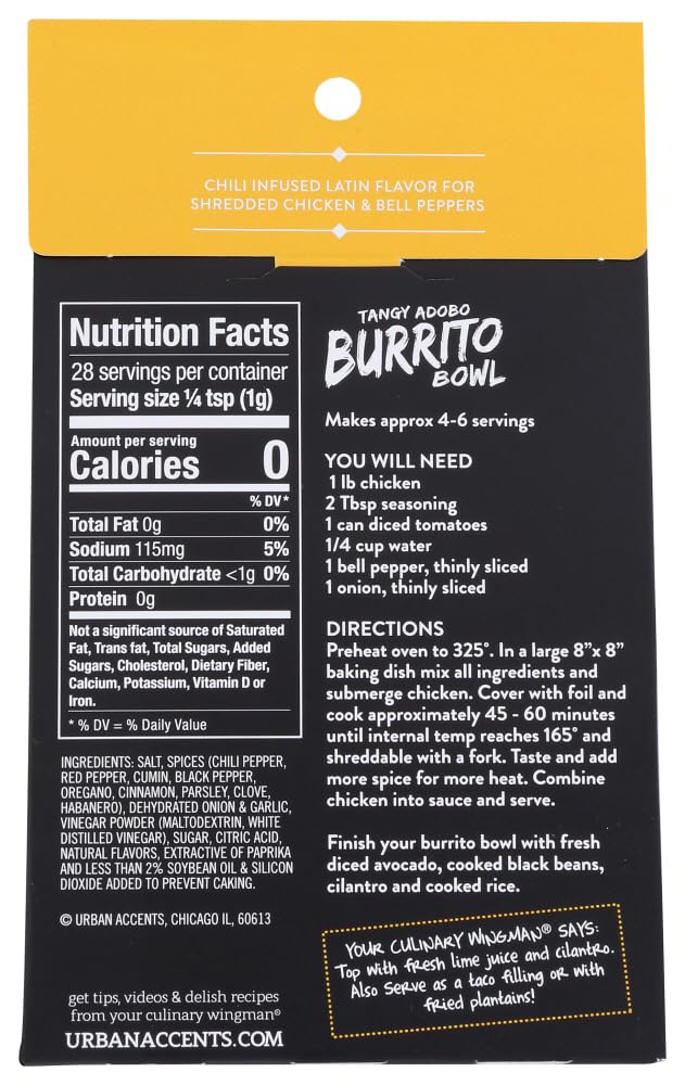 Urban Accents Tangy Adobo Burrito Bowl Seasoning Mix, 1 oz