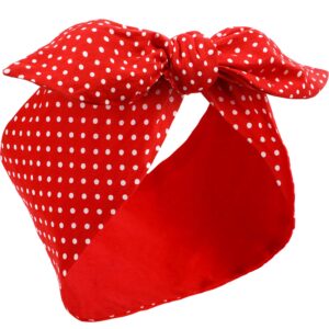 costume headband white polka dot bandana headband wire headband halloween dress up retro hairband headwrap hair accessories for women and girls(red,small dots)