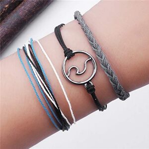 Softones VSCO String Wave Bracelets for Women Handmade Colorful Waterproof Adjustable Braided Beach Bracelet Set for Women