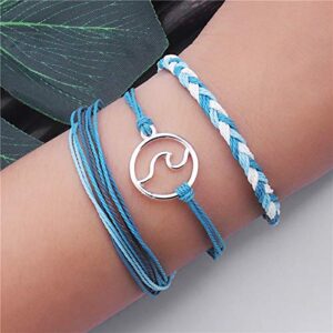 Softones VSCO String Wave Bracelets for Women Handmade Colorful Waterproof Adjustable Braided Beach Bracelet Set for Women