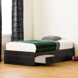 south shore zach mates bed with 3 drawers-twin-gray oak