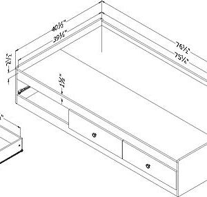 South Shore Zach Mates Bed with 3 Drawers-Twin-Gray Oak