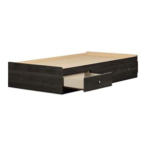 South Shore Zach Mates Bed with 3 Drawers-Twin-Gray Oak