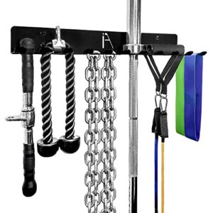 iron american usa omega gym storage rack 9 or 11 hook heavy-duty gym wall organizer gym caddy hanger - gym accessory storage - resistance bands, jump ropes, barbells, lifting belts, cable attachments