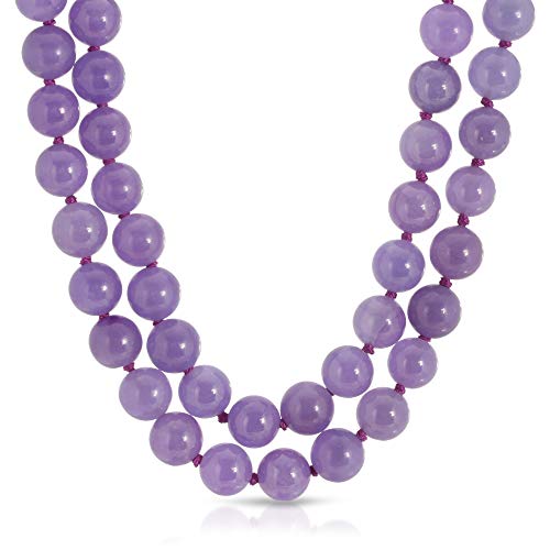 Regalia by Ulti Ramos 14K Yellow Gold Double Strand Genuine Jade Necklace in Lavender Color (20)