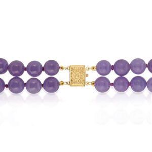 Regalia by Ulti Ramos 14K Yellow Gold Double Strand Genuine Jade Necklace in Lavender Color (20)