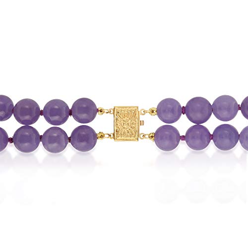 Regalia by Ulti Ramos 14K Yellow Gold Double Strand Genuine Jade Necklace in Lavender Color (20)