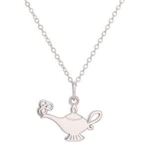 disney aladdin magic genie lamp sterling silver pendant necklace, 18"