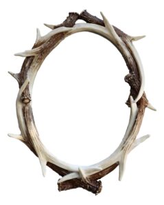 ebros 27" high western rustic hunters stag deer antlers rack oval wall mirror decor plaque vintage decorative antler racks hanging mirrors as centerpiece sculpture plaque beauty vanity accent