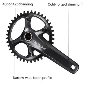 Shimano GRX FC-RX810-1 Crankset - 172.5mm, 11-Speed, 40t, 110 BCD, Hollowtech II Spindle Interface, Black