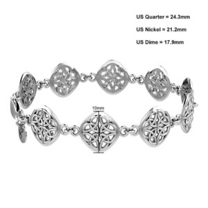 US Jewels 925 Sterling Silver Celtic Four Point Quaternary Knots Link Bracelet, 7.5"