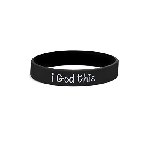 Klever Media Corp. faith inspired i God this bracelet, spiritual wristband part of the i-Godit collection (black with white lettering)