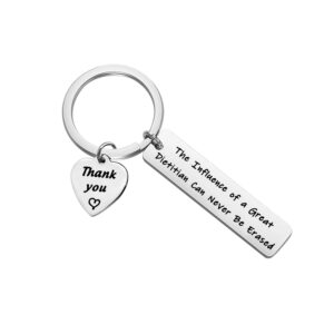 feelmem dietitian gift nutrionist gift dietitian appreciation keychain the influence of a great dietitian can never be erased jewelry for registered dietitian dietician (silver)