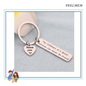 FEELMEM Dietitian Gift Nutrionist Gift Dietitian Appreciation Keychain The Influence of a Great Dietitian Can Never Be Erased Jewelry for Registered Dietitian Dietician (silver)