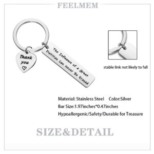 FEELMEM Dietitian Gift Nutrionist Gift Dietitian Appreciation Keychain The Influence of a Great Dietitian Can Never Be Erased Jewelry for Registered Dietitian Dietician (silver)