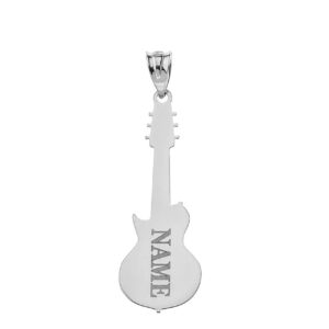 Guitar Charms Silver Personalized Musical Instrument Electric Guitar Pendant with Your Name