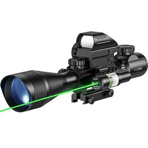 midten riflescope combo 4-12x50eg dual illuminated optics & iiia/2mw laser sight & 4 holographic reticle red/green dot sight & 20mm scope mount