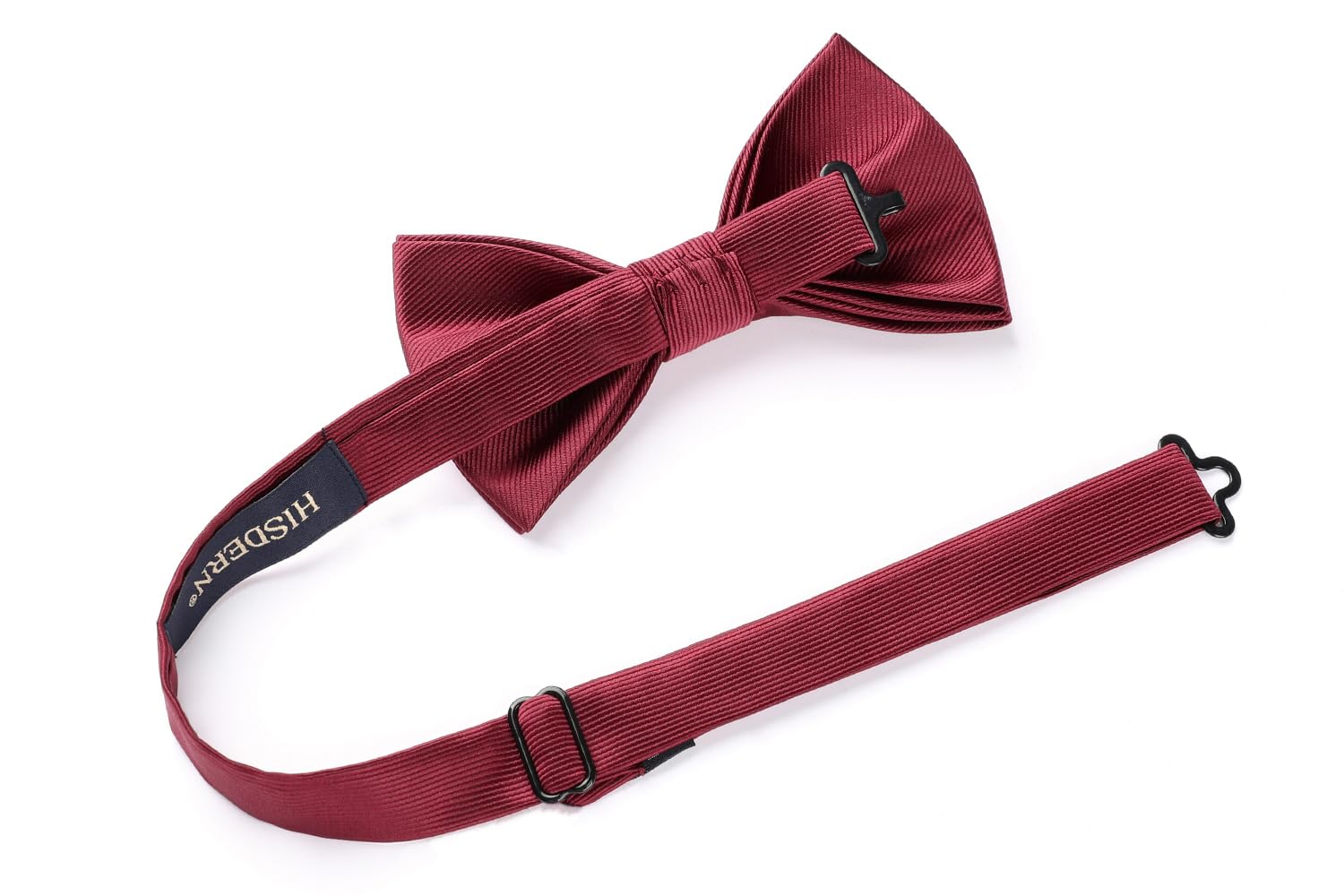 HISDERN Bow Ties for Men Burgundy Pre-Tie Bow Tie and Pocket Square Set Adjustable Solid Color Bow Tie Classic Men's Tuxedo Bowtie for Wedding Party