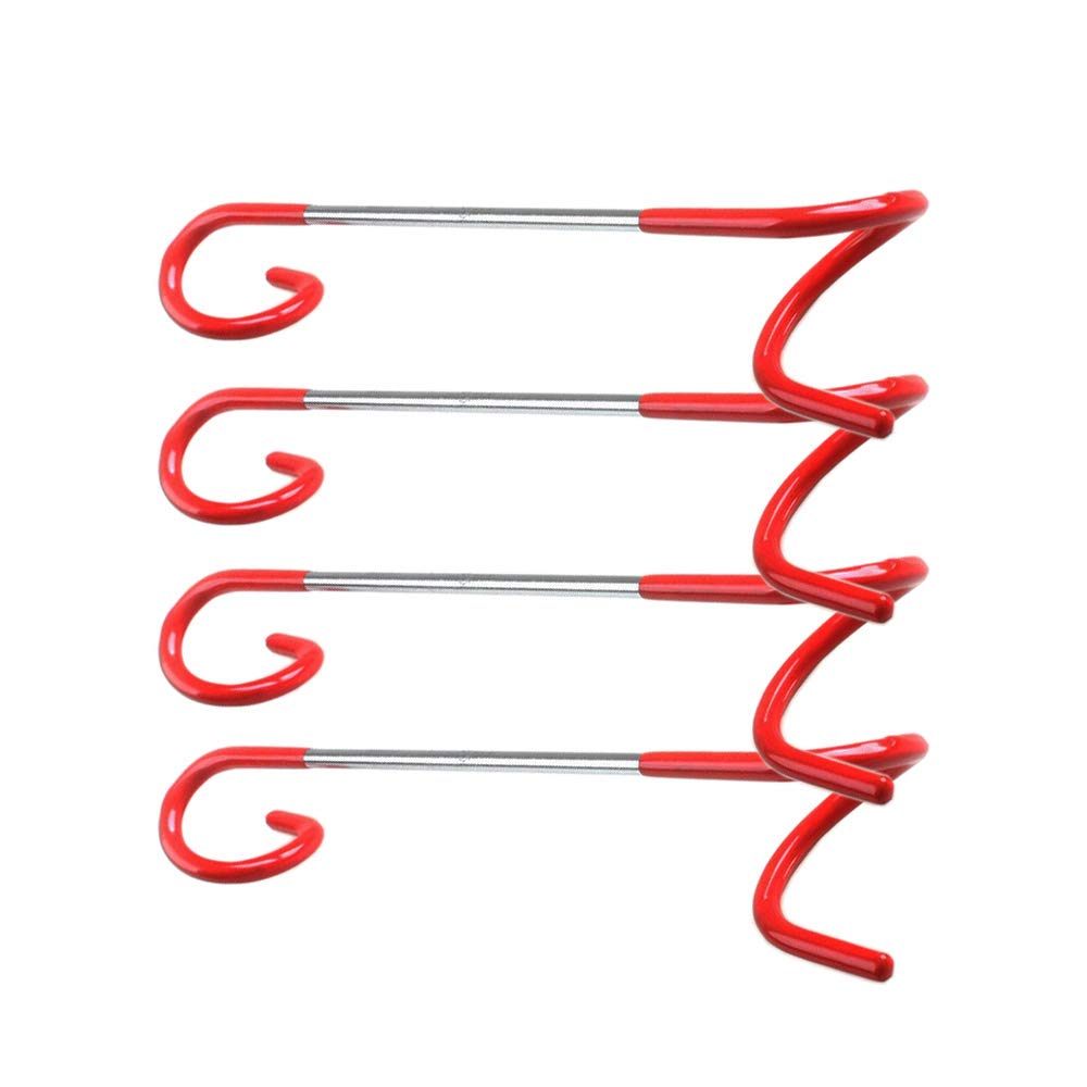 HYFAN Easy 2-Way Lantern Lamp Hook Hanger S Type Hooks for Outdoor Camping Hiking Fishing Hunting Hanging (Red, Pack of 4)