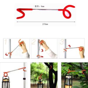 HYFAN Easy 2-Way Lantern Lamp Hook Hanger S Type Hooks for Outdoor Camping Hiking Fishing Hunting Hanging (Red, Pack of 4)