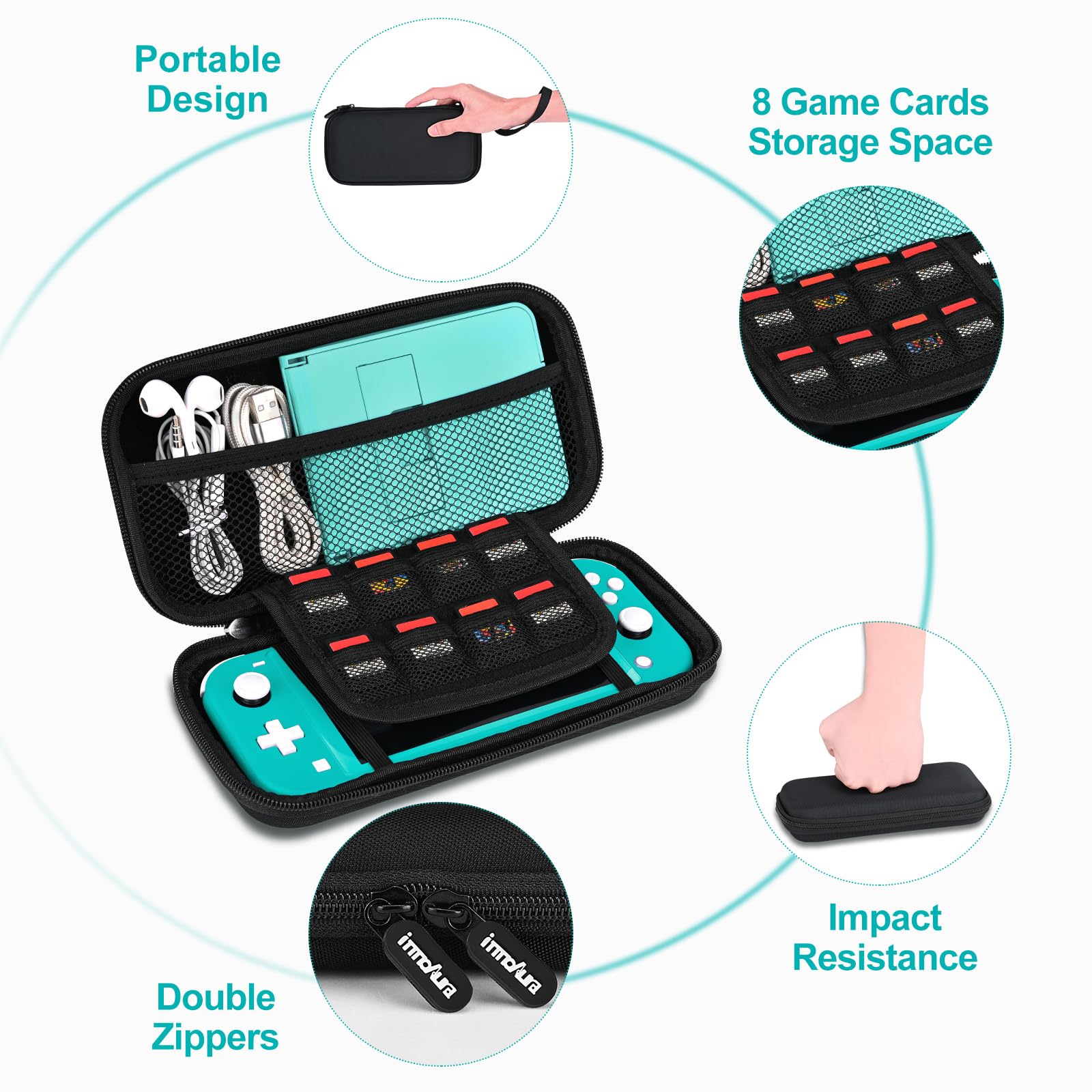 Switch Lite Case - innoAura 12 in 1 Switch Lite Accessories Bundle with Switch Lite Carrying Case, Switch Game Case, Switch Lite Screen Protector, Switch Stand, Switch Thumb Grips (Black)