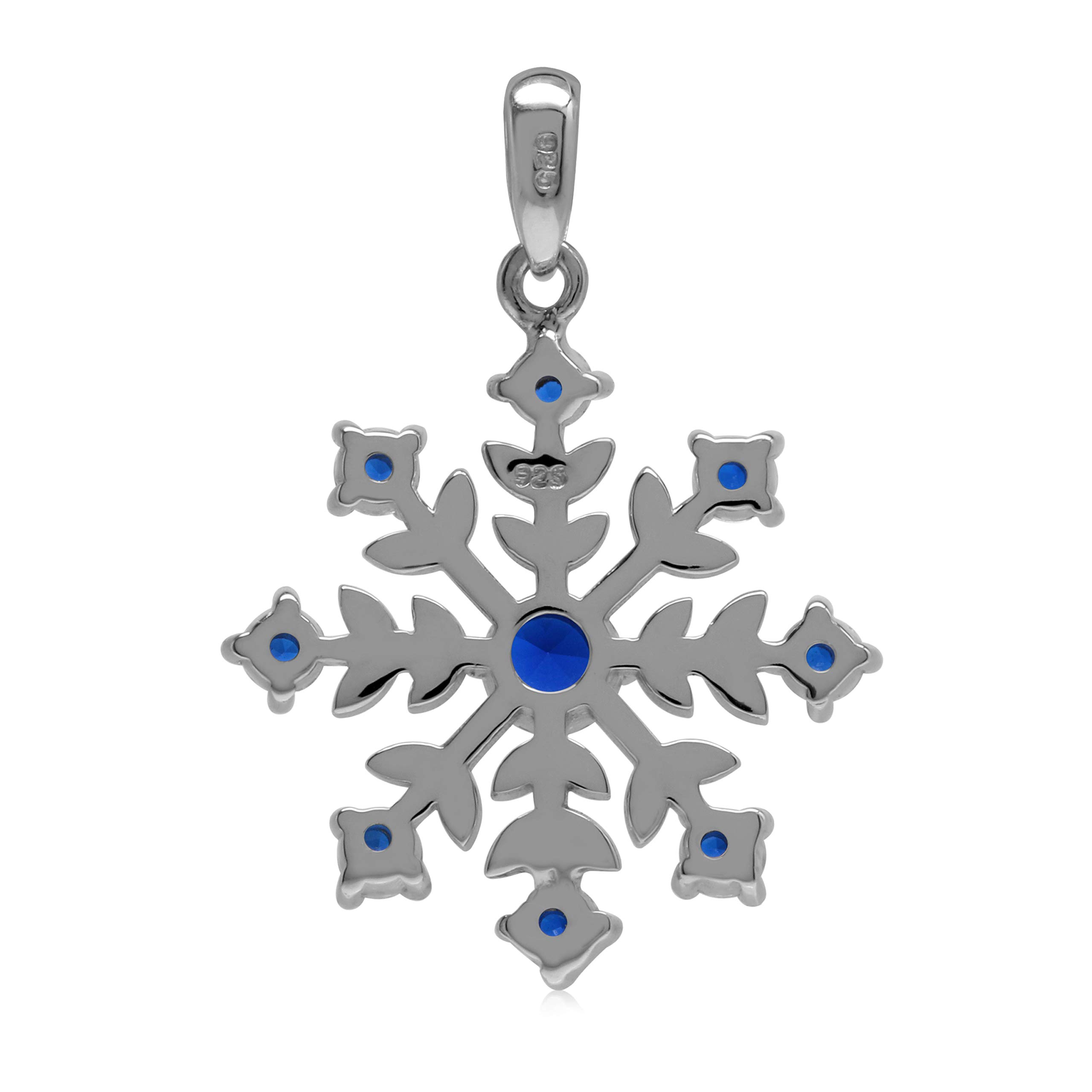 Silvershake Created Blue Sapphire 925 Sterling Silver Snowflake Pendant