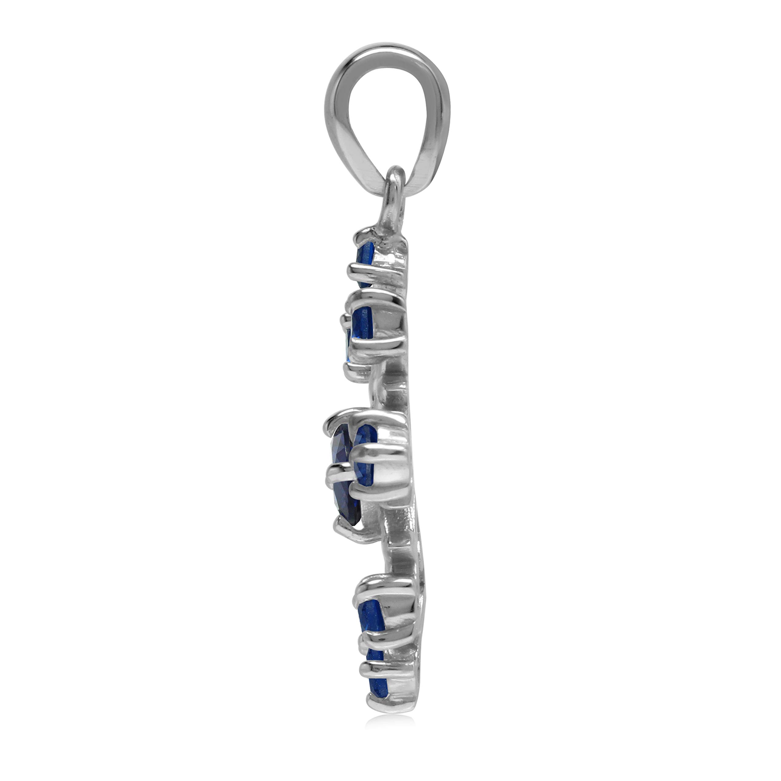 Silvershake Created Blue Sapphire 925 Sterling Silver Snowflake Pendant