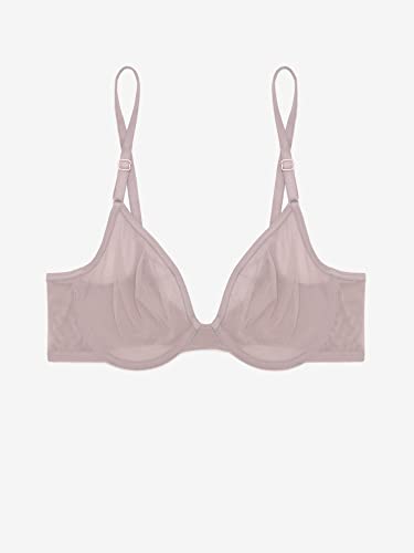 Smart & Sexy womens Sheer Mesh Underwire Demi Bra, Bark (Mesh), 38DD US