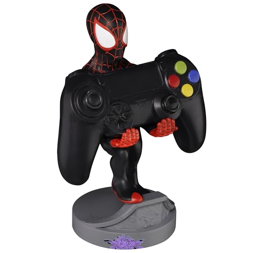 Exquisite Gaming: Spider-Verse: Miles Morales - Marvel Original Mobile Phone & Gaming Controller Holder, Device Stand, Cable Guys, Marvel Licensed Figure