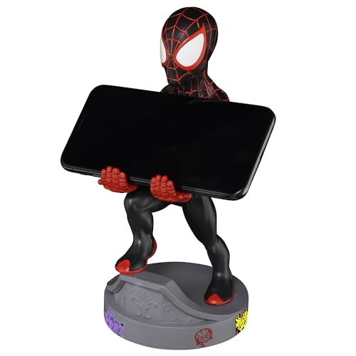 Exquisite Gaming: Spider-Verse: Miles Morales - Marvel Original Mobile Phone & Gaming Controller Holder, Device Stand, Cable Guys, Marvel Licensed Figure